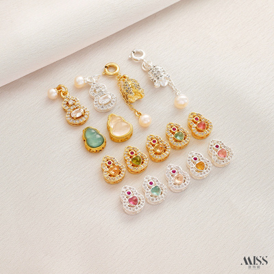 祢饰妮铜材镀真金保色隔珠吊坠