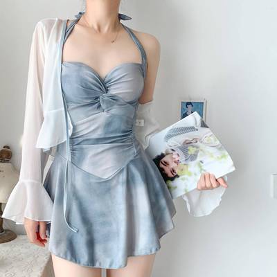 温泉女连体泳衣感2026新款连身裙式保守显瘦遮肚子泡游泳装1229k