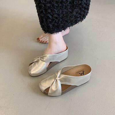 浅口厚底内增高勃肯鞋包头半拖鞋女夏外穿2026新款小个子一0321d