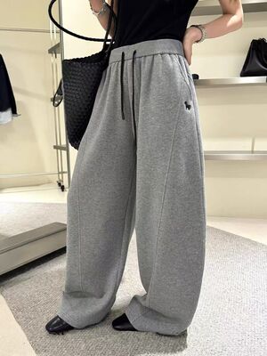 蒂娜2025秋新款时尚百搭松紧腰抽绳休闲裤女洋气减龄弯刀裤气球裤