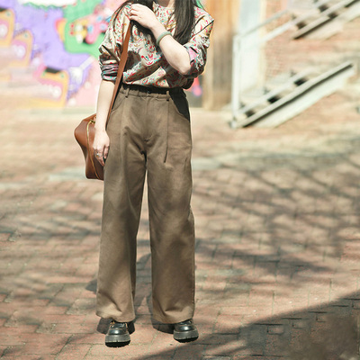 画子行山水《苍郁》原创小众高质量纯棉布文艺休闲百搭潇洒长裤#