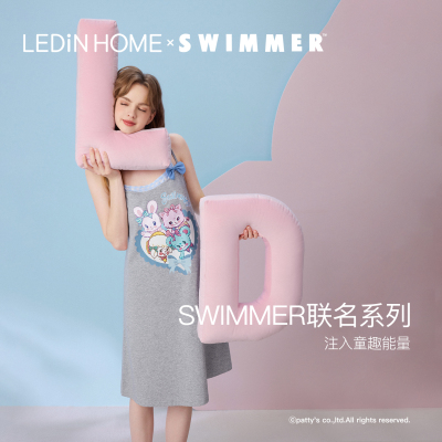 乐町带胸垫吊带睡裙睡衣swimmer联名无袖家居服假两件2026新款