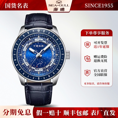 正品海鸥表商务男款全自动机械手表男士斗转星移二十四节气表1078