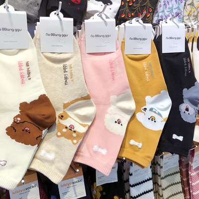 韩国东大门袜子女生中筒袜日系后跟卡通动漫少女袜四季新款9231