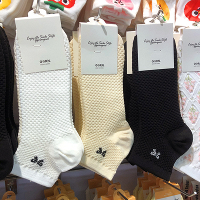 春夏薄款网眼镂空韩国ggorangnae甜美蝴蝶结短棉袜少女袜子2096