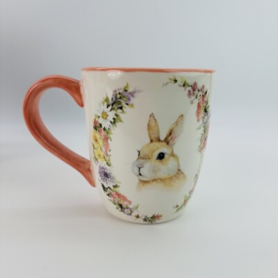 Certified International春天兔陶瓷马克杯牛奶杯水杯可爱兔子杯