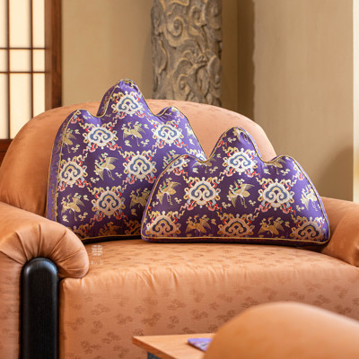 知舍·如意云鹤纹高山靠枕茶室办公室中式靠垫座椅沙发久坐靠背