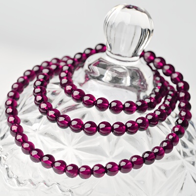 收藏级全净体紫牙乌石榴石石手链