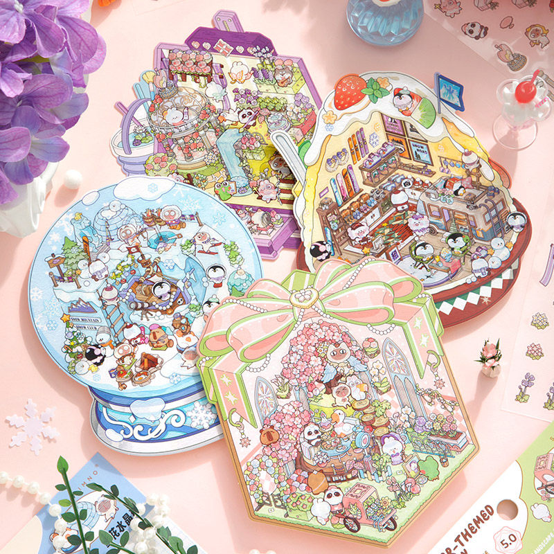 韩系收纳造景贴纸芯陌5.0新款儿童益智解压3D立体小屋小红书同款