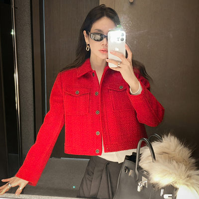 Partysu 韩国进口 官网直邮 2025冬 Verte 羊毛花呢夹克外套