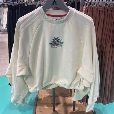 Adidas阿迪三叶草女子24刺绣图腾运动连帽休闲卫衣IX4227