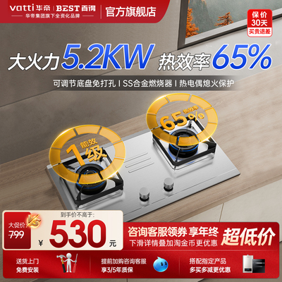 新品华帝百得不锈钢燃气灶双灶煤气灶家用猛火灶具台嵌两用QE103G