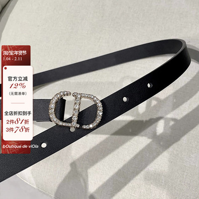 viola【巴黎地图】全钻 腰间的魅力电镀五金字母镶钻牛皮腰带