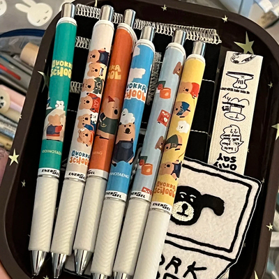 日本Pentel派通柿子椒熊DINOTAENG联名限定按动中性笔黑色速干笔