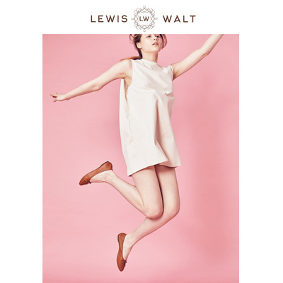 Lewis Walt大码尖头浅口纯色软羊皮蝴蝶结芭蕾舞鞋平底单鞋瓢鞋女