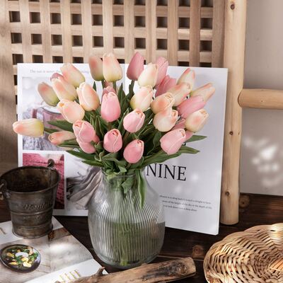 仿真花迷你郁金香仿真植物外贸PU绢花家居假花跨境MW01502H