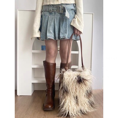 踏空TAKONG 秋色 毛绒包女新款秋冬托特包小众设计单肩斜挎腋下包