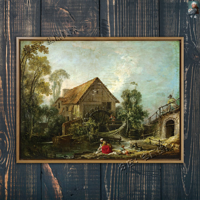 磨坊 Le Moulin 挂画 布歇 Boucher 洛可可风景画 欧式世界名画