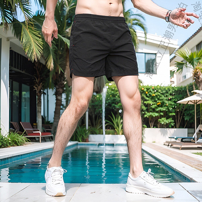 夏季休闲短裤男生痞帅中裤纯色百搭三分裤沙滩裤可下水居家大裤衩