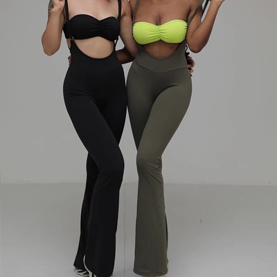 lafitwear欧美背带运动喇叭裤