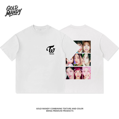 TWICE韩团浪漫风写真粉丝应援周边重磅纯棉T恤半袖杉情侣男女同款