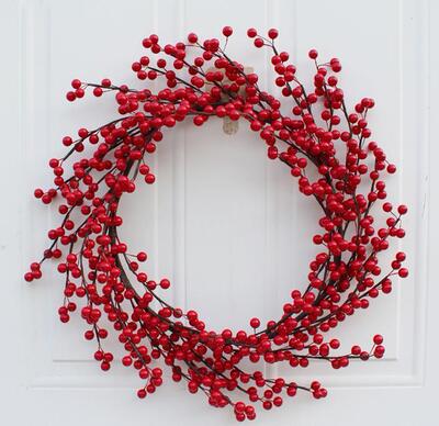 Christmas Handmade Hanging Door Wreath 50cm Red Berries Xmas