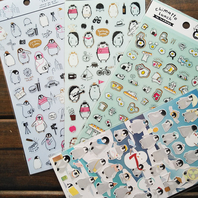 日单超可爱手绘水彩企鹅刺猬pvc