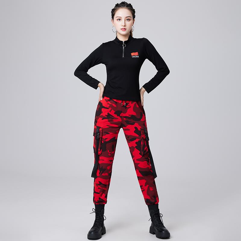 2025年秋季长袖杨丽萍广场舞水兵舞服装女迷彩运动服裙子套装新款