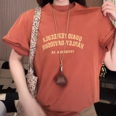 夏季新款字母印花宽松圆领女上衣