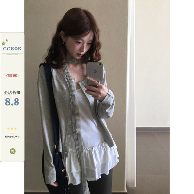 韩系简约纯色开衫舒适修身短外套