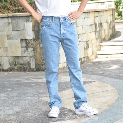 厚Levi's李维斯中腰直筒浅蓝色