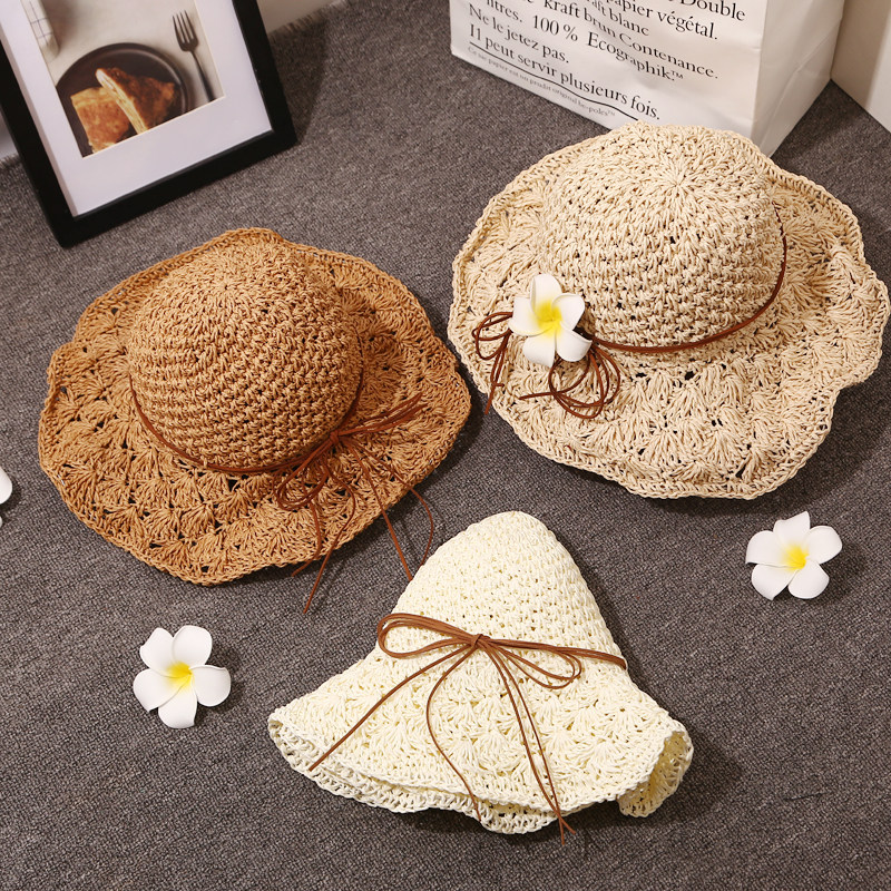 沙滩帽子女夏海边遮阳帽防晒太阳帽草帽女夏小清新渔夫帽韩版百搭