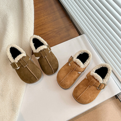 男女童勃肯鞋加绒二棉毛毛豆豆鞋