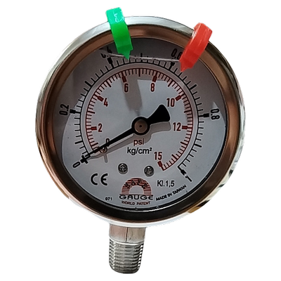 台湾华记径向压力表1.5级精度60MM0-1kg/15psi耐AC-AP1 2.5
