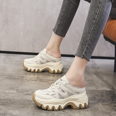 夏季包头凉鞋女外穿拖鞋女新款百搭内增高厚底小个子懒人鞋A8583