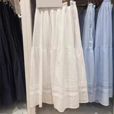 日系女装层叠碎花长裙条纹A字半身裙夏新款484820 484822 484821