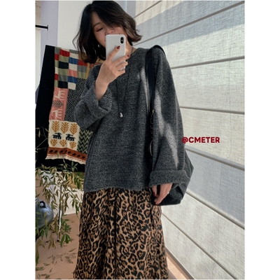 cmeter 全羊毛慵懒随性宽松秋冬款圆领套头毛衣女