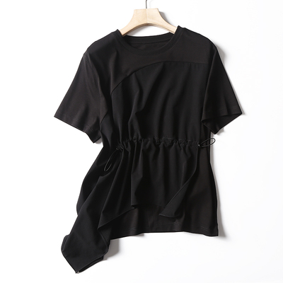 【CC家CC】遮肉遮小肚！不对称设计抽绳短袖T恤 W063 V236 W06