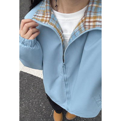 fitcheck格子情侣夹克男款秋季复古设计感无帽上衣美式翻领外套