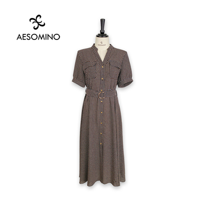 Aesomino/衣莎美诺连衣裙咖啡色Y364BA0790