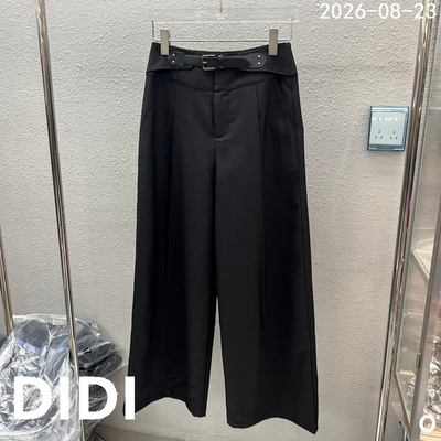 欧洲站2026早秋新款高腰皮扣西装裤女垂感通勤阔腿显瘦长裤88805
