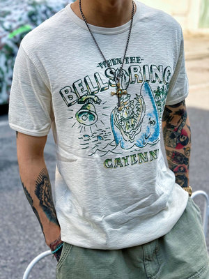 限量双面巨齿鲨复古印花短袖T恤