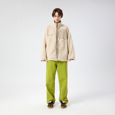 aimeewq宽松拼接加绒短外套