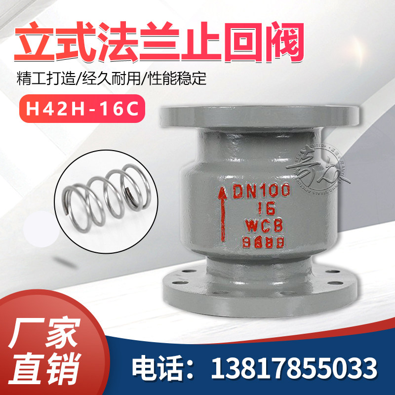 H42H-16C 立式法兰止回阀 铸钢立式消声止回阀 管道逆止阀单向阀