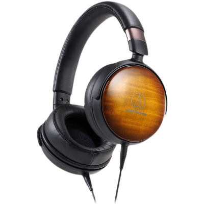 日本铁三角头戴式HIFI木碗耳机