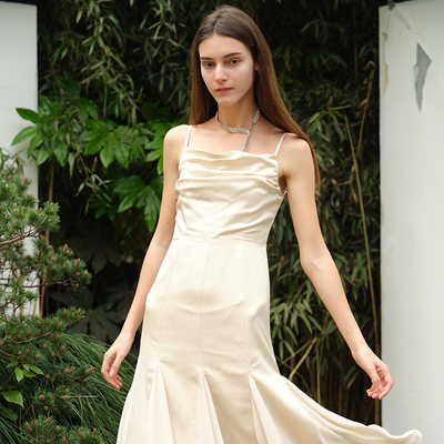 订婚聚会礼服气质吊带大摆长裙