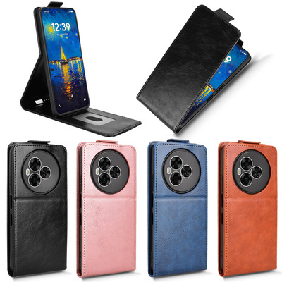 适用于TCL NxtPaper 60 Ultra 5G带扣上下开疯马纹皮套手机壳插卡防摔保护套男女翻盖素皮