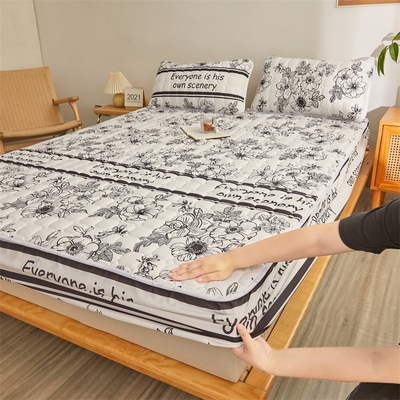 夹棉床笠席梦思床垫保护罩外贸亚马逊bedcover360度学生