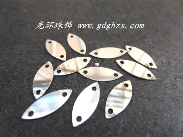 DIY银色亮片 6*15mm银色/金色双孔马眼形目片手缝片 DIY珠片