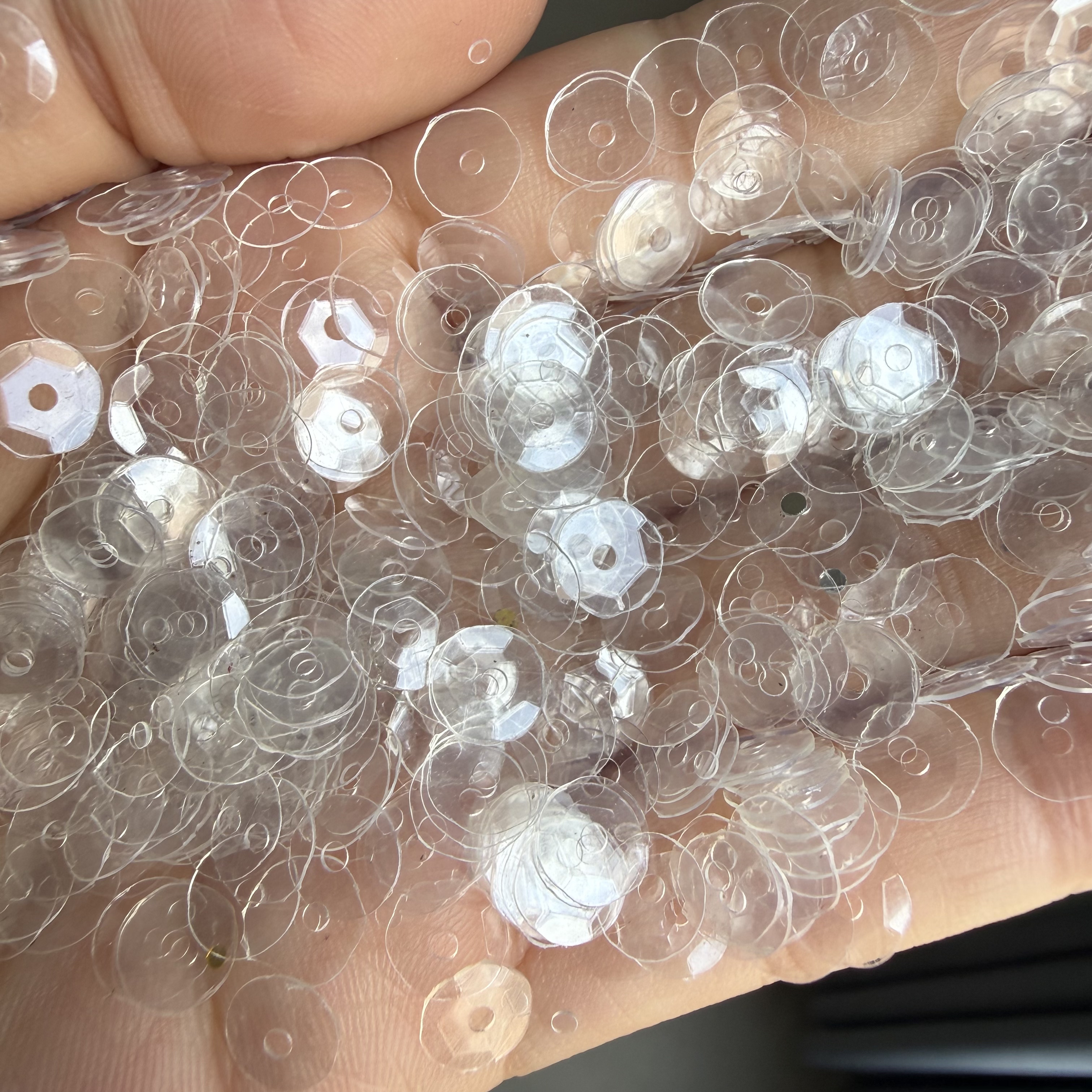 DIY透明珠片3mm-12mm透明凹面亮片平片珠片服装婚纱辅料手工材料